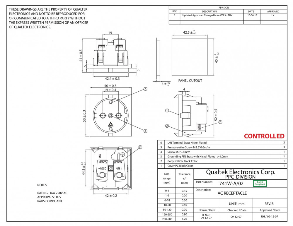741W-A/02 AC receptacle product drawing preview