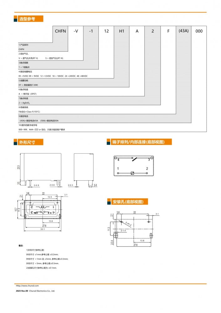 CHFN relay datasheet page 2