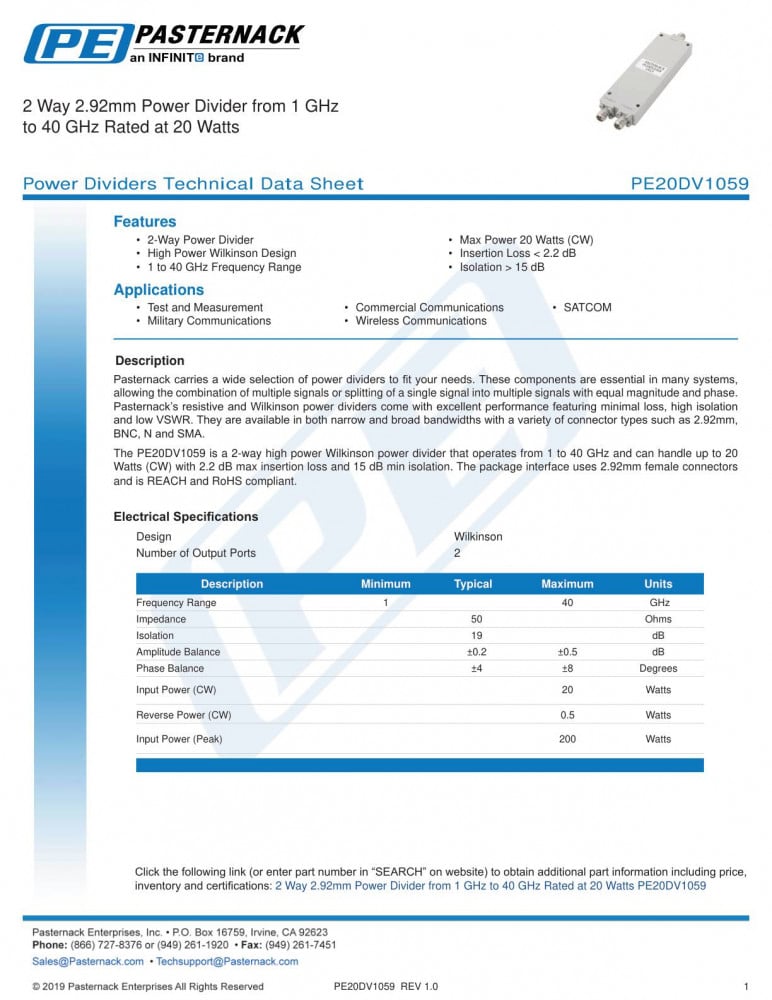 PE20DV1059 datasheet page 1