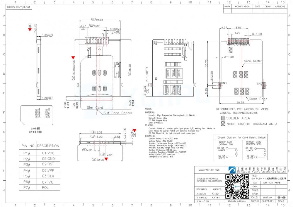 SIM-131-ARP8 technical drawing page 1