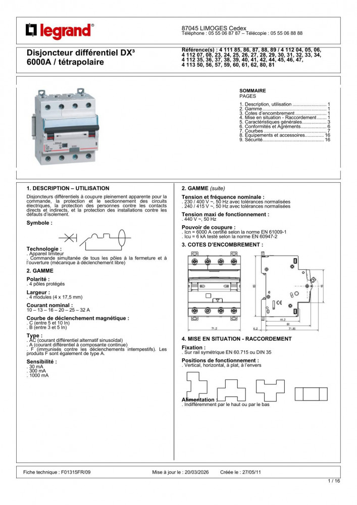 Legrand DX³ technical document, page 1