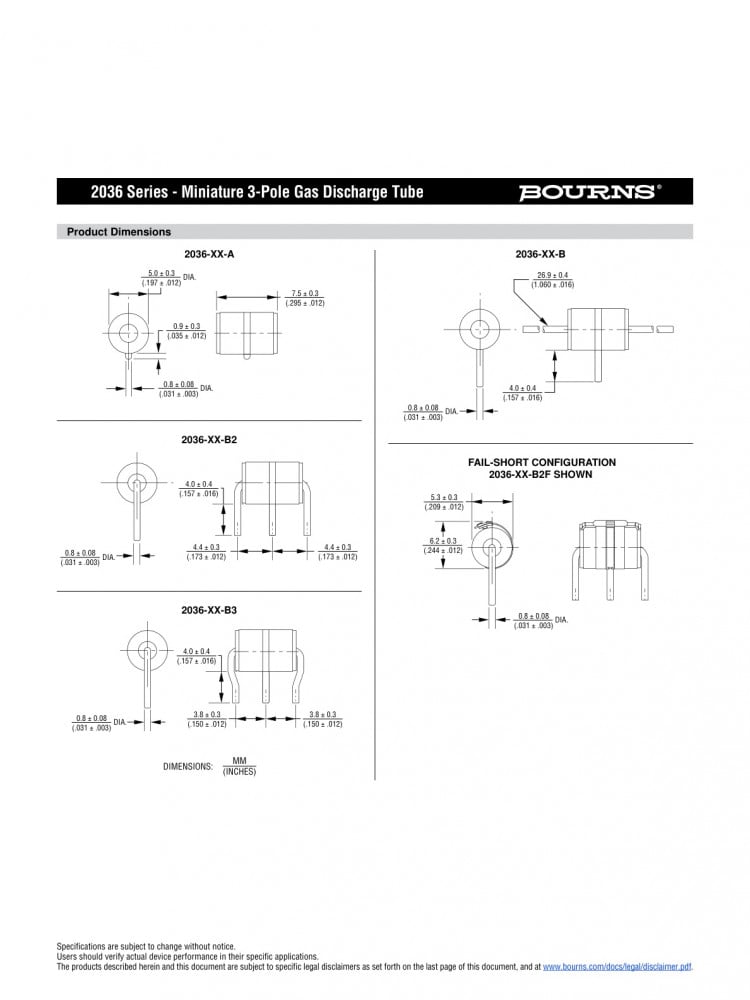 Bourns 2036 series datasheet page 2