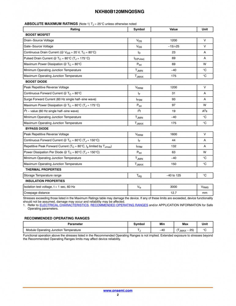NXH80B120MNQ0SNG datasheet page 2