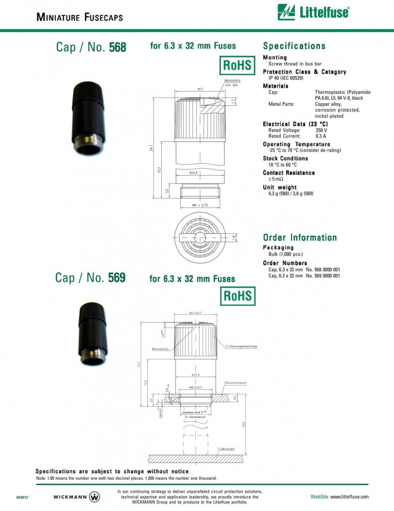 Littelfuse 56900000015 technical document page