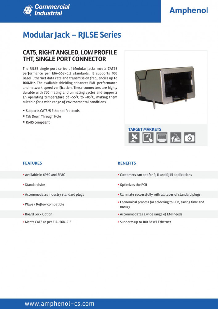 Amphenol RJLSE Series technical document page 1