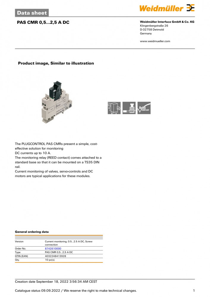 8742610000 technical document page 1