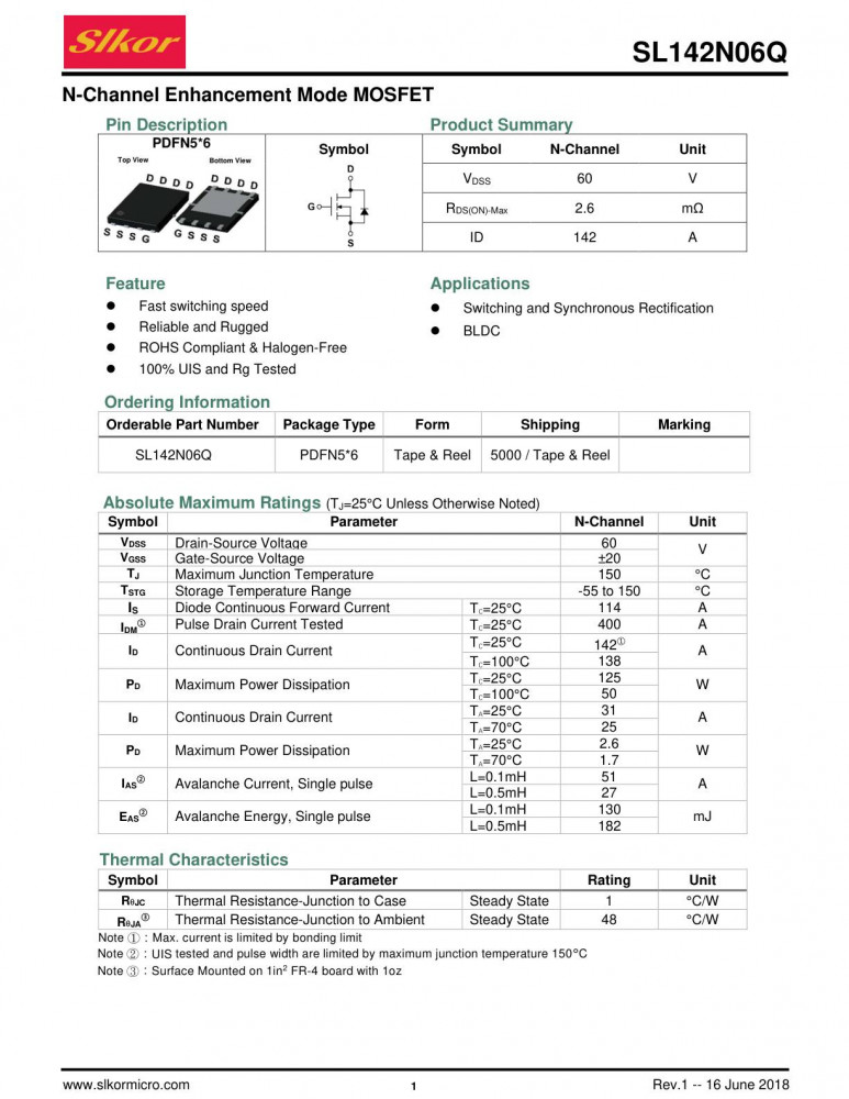 SL142N06Q datasheet page 1