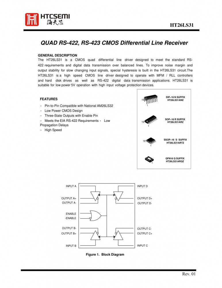 HT26LS31ARZ datasheet page 1