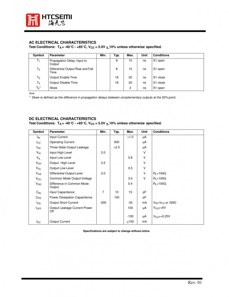 HT26LS31ARZ datasheet page 3