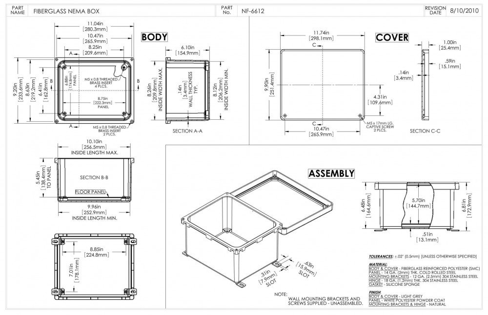 NF-6612 technical drawing and construction notes