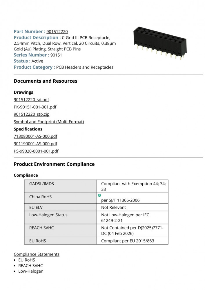 901512220 product document image, page 1