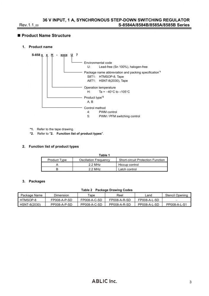 S-8584A/B datasheet page 3