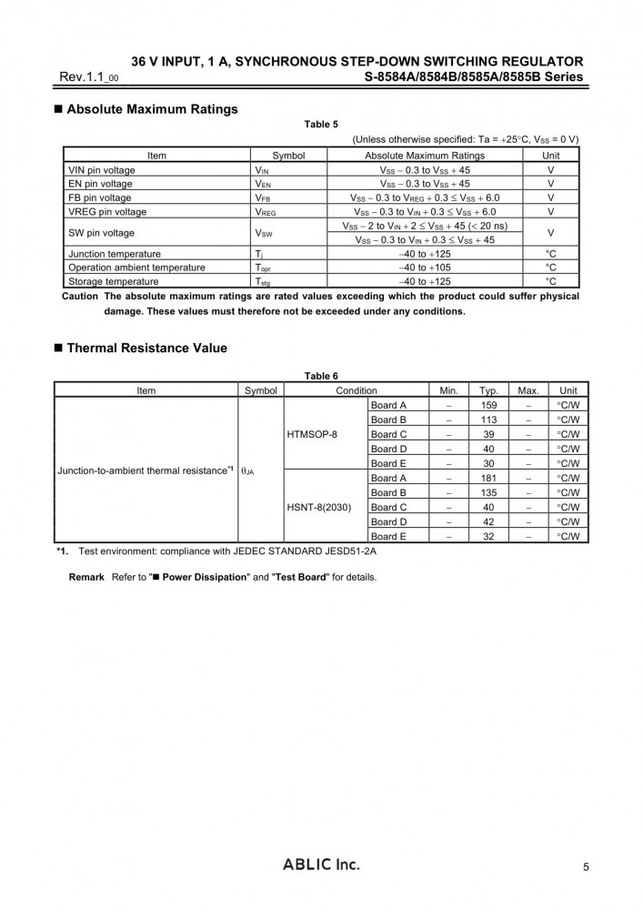 S-8584A/B datasheet page 5