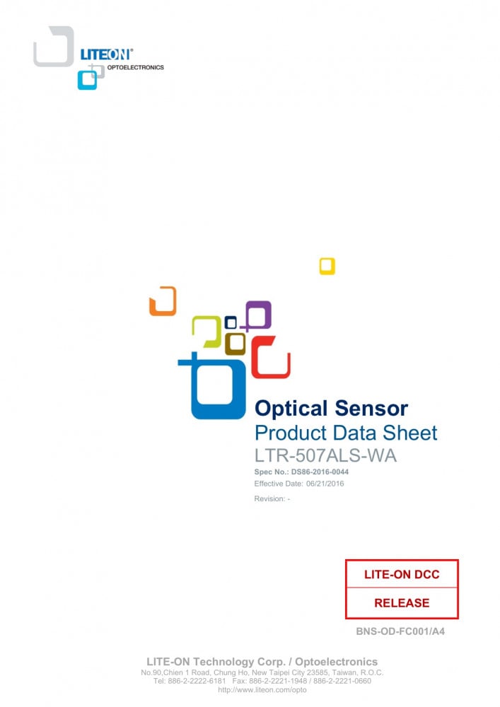 LTR-507ALS-WA datasheet page 1