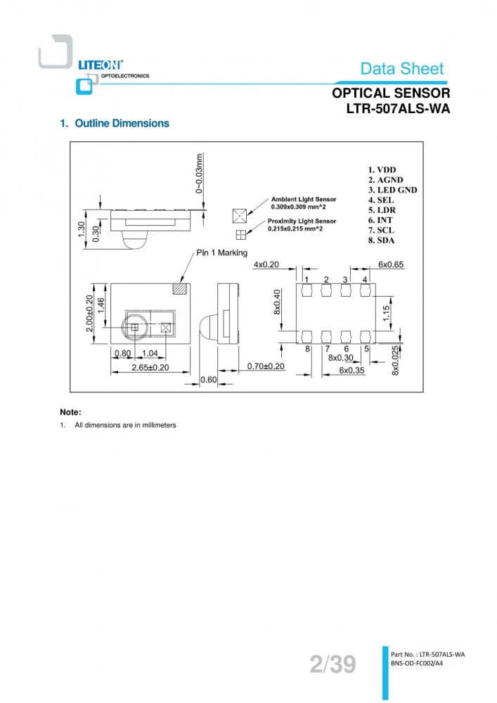 LTR-507ALS-WA datasheet page 3