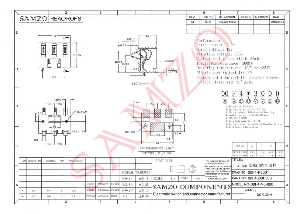 SAMZO 00F423000 technical drawing