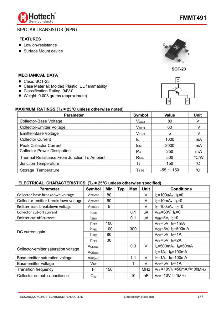 FMMT491 datasheet page 1