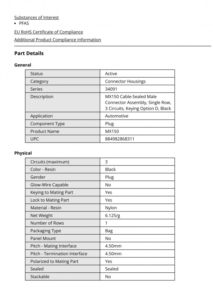 MOLEX 340910005 technical document page 2
