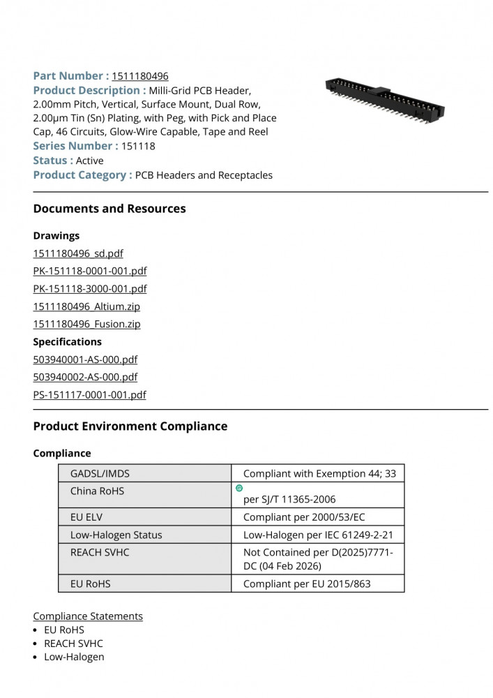 MOLEX Milli-Grid specification page 1