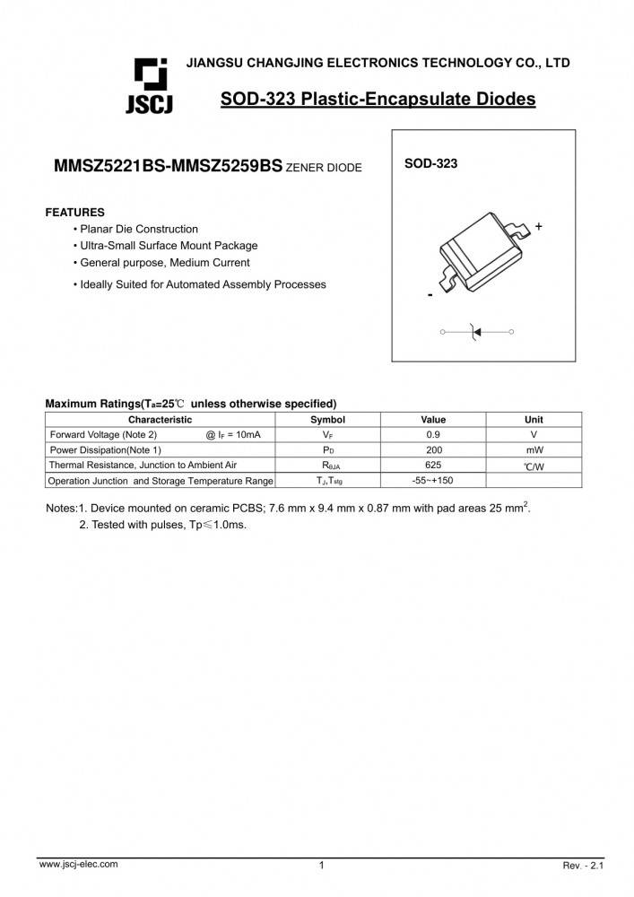 MMSZ5253BS datasheet page 1