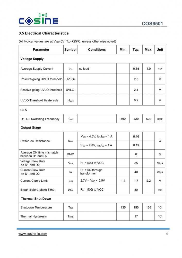 COS6501 datasheet page 4