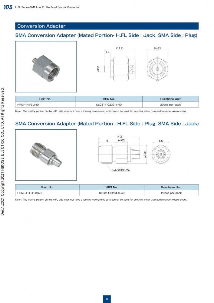 HRS H.FL Series document page 8