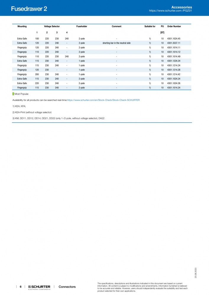 SCHURTER 4301 series document page 6