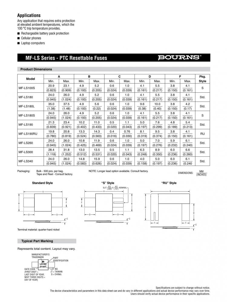 BOURNS MF-LS series datasheet page 2