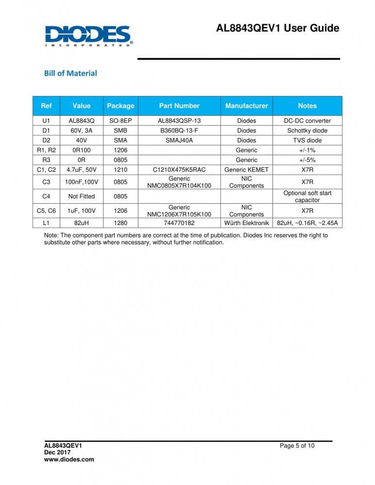 AL8843QEV1 technical document page 5