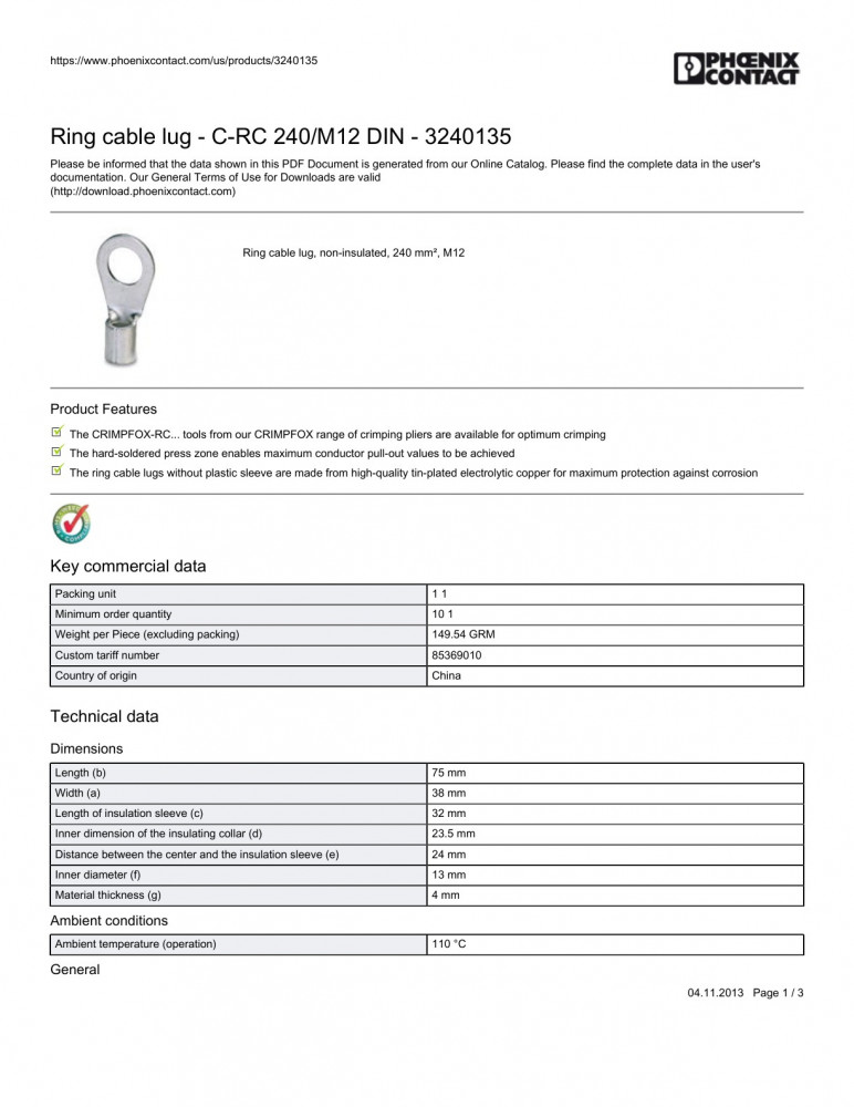 Phoenix Contact 3240135 product catalog image