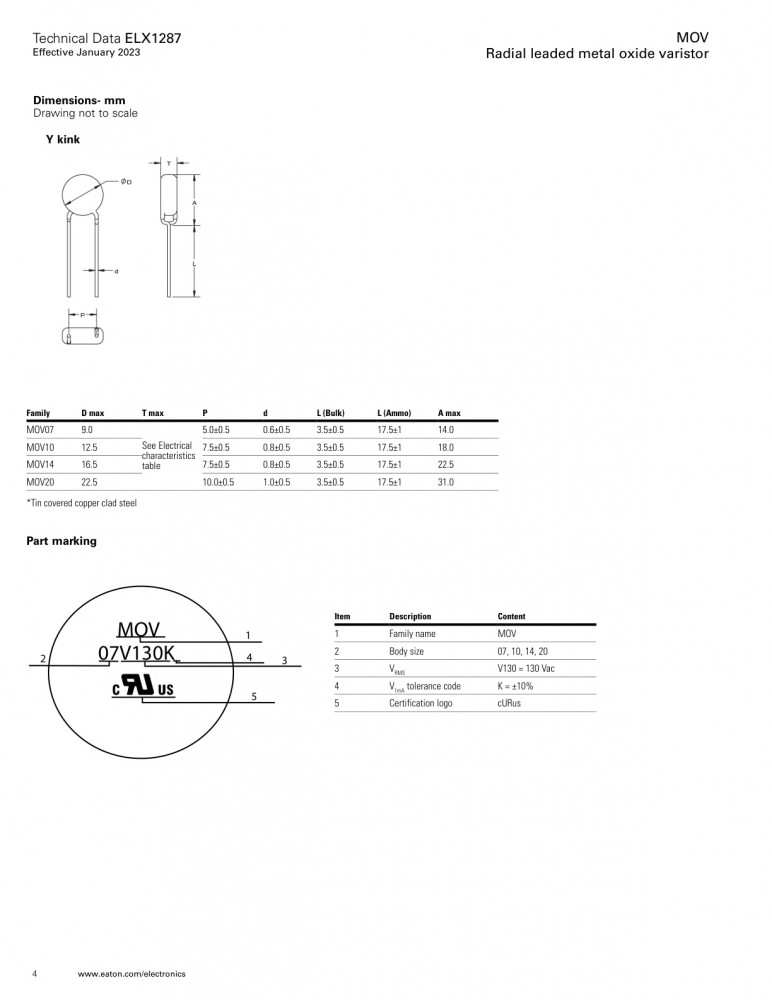 EATON MOV datasheet page 4