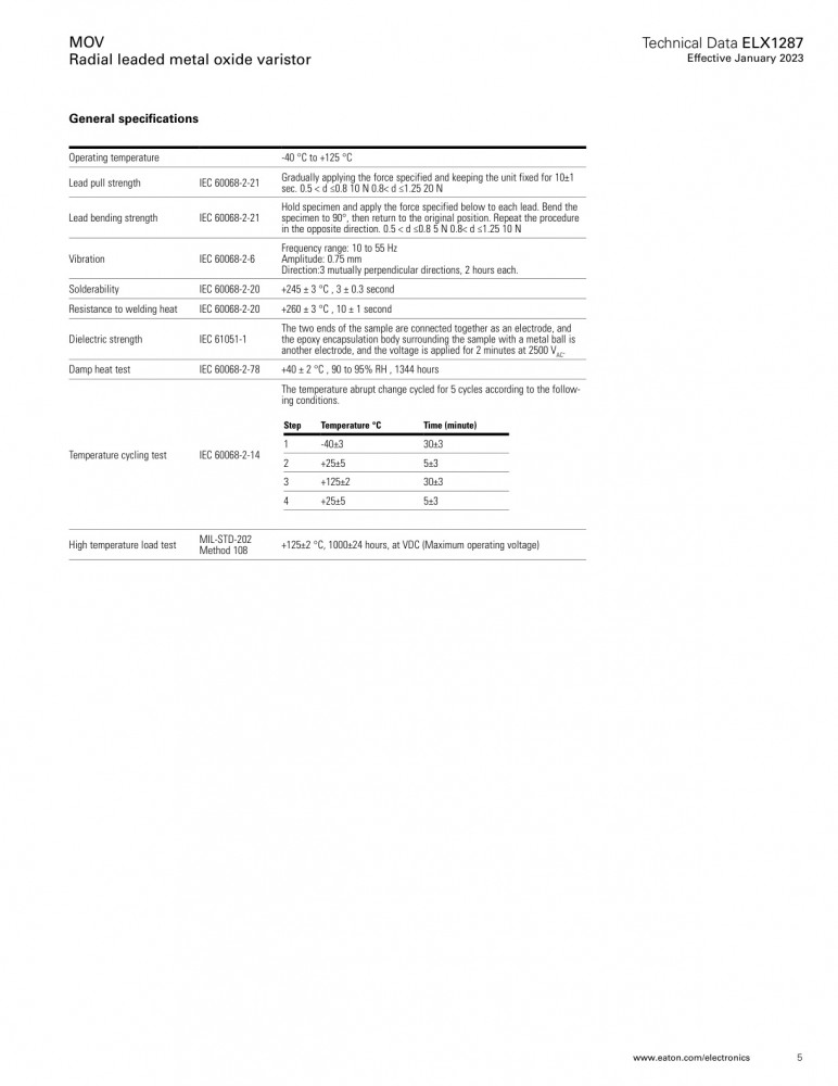 EATON MOV datasheet page 5