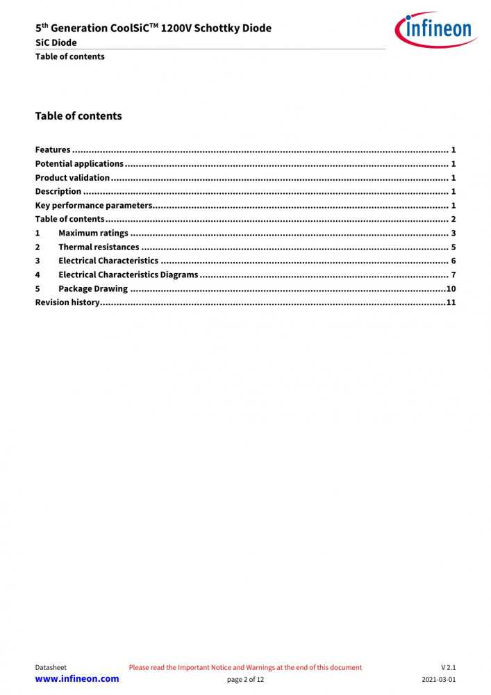 Infineon SiC diode datasheet page 2