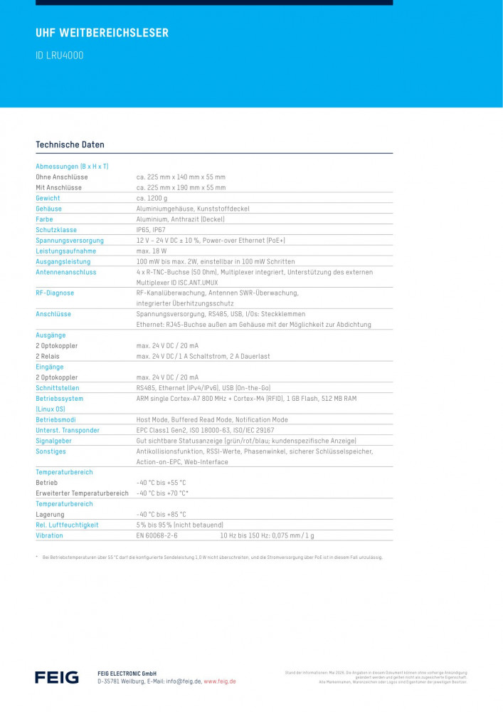 FEIG ELECTRONIC ID LRU4000 product documentation image 2