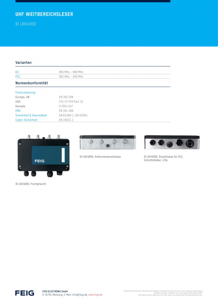 FEIG ELECTRONIC ID LRU4000 product documentation image 3