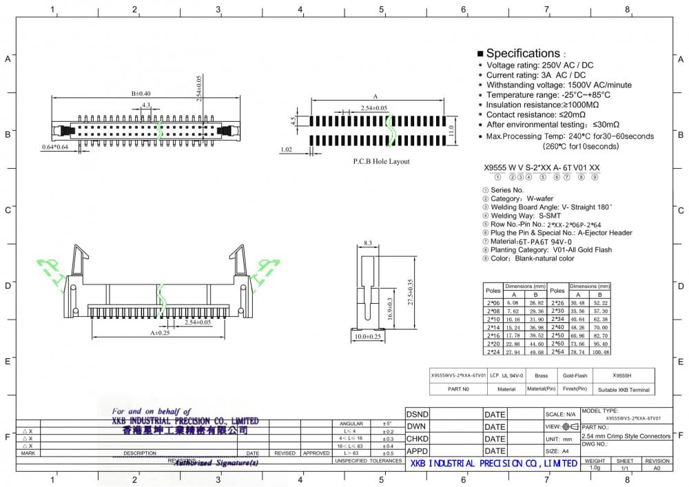 X9555WVS-2x20A-6TV01 technical drawing page 1