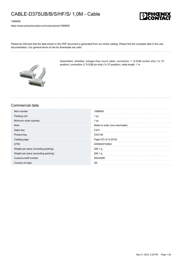 Phoenix Contact 1066608 technical document page 1