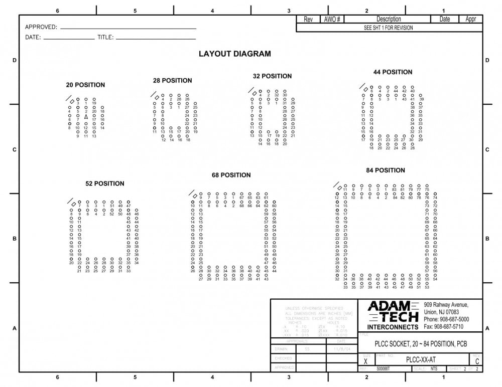 ADAM TECH PLCC-84-AT technical drawing page 2