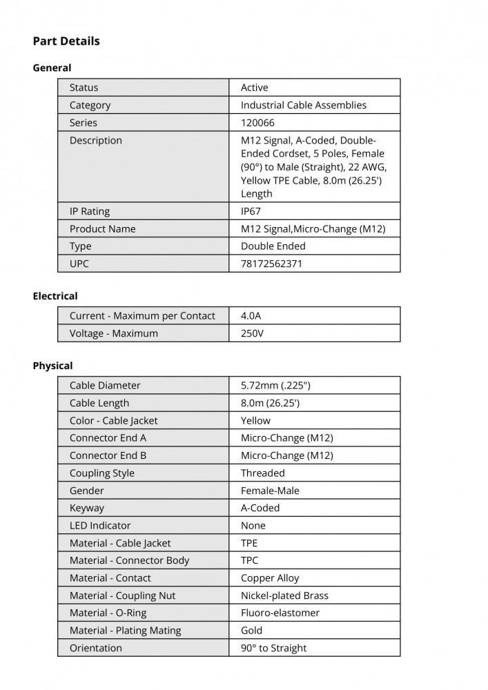 MOLEX 120066 cordset customer drawing, page 2