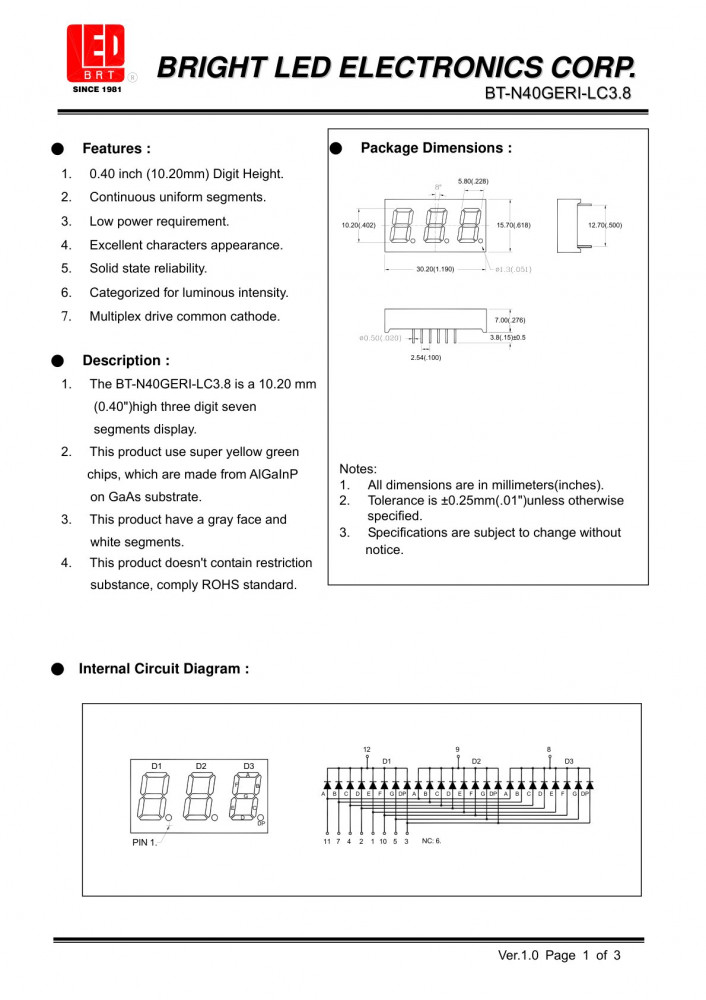 BT-N40GERI-LC3.8 datasheet page 1