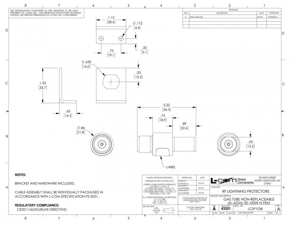 L-com LCSP1038 technical drawing