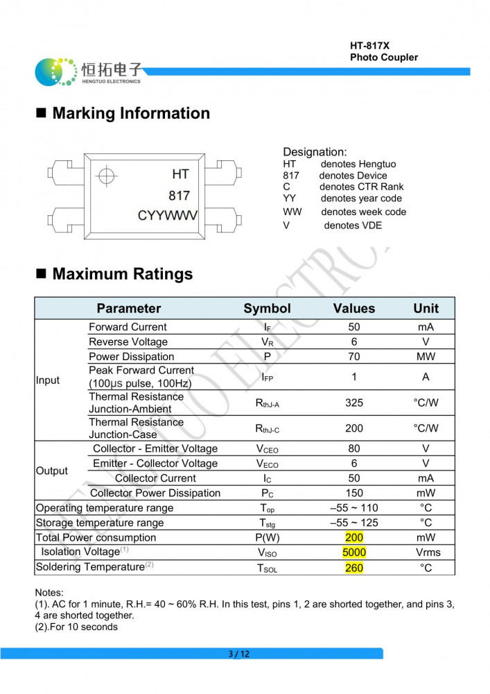 HT-817-B-F datasheet page 4