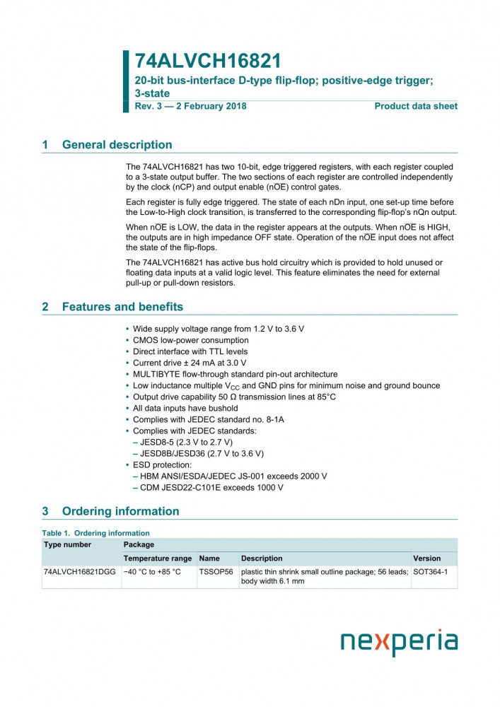 74ALVCH16821 datasheet page 1