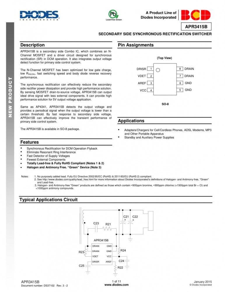 APR3415B datasheet page 1