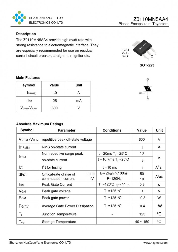 Z0110MN5AA4-HXY datasheet page 1