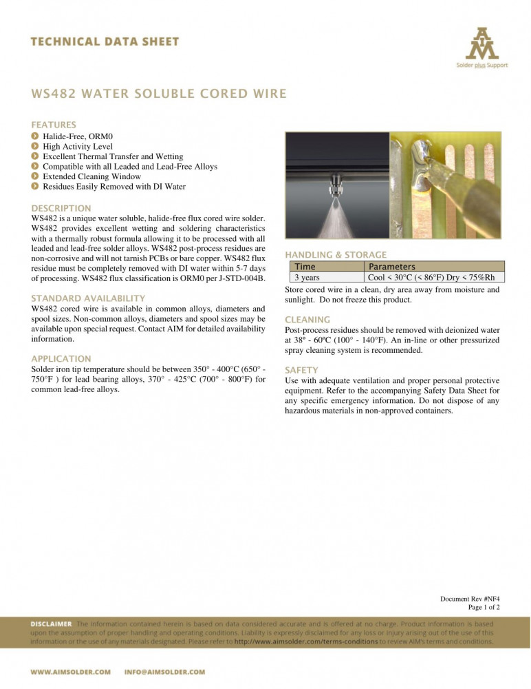 AIM WS482 technical document, page 1