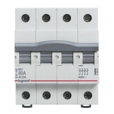 Isolating switch RX³ 4P 80A - 400V AC-22A main switch - 80A rated current, 32kW at 400V - Cable clamp connection, IP20 for sale