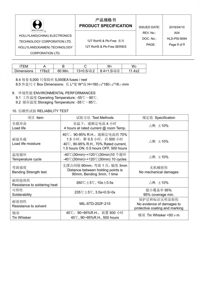 HOLLY 12T specification page 9