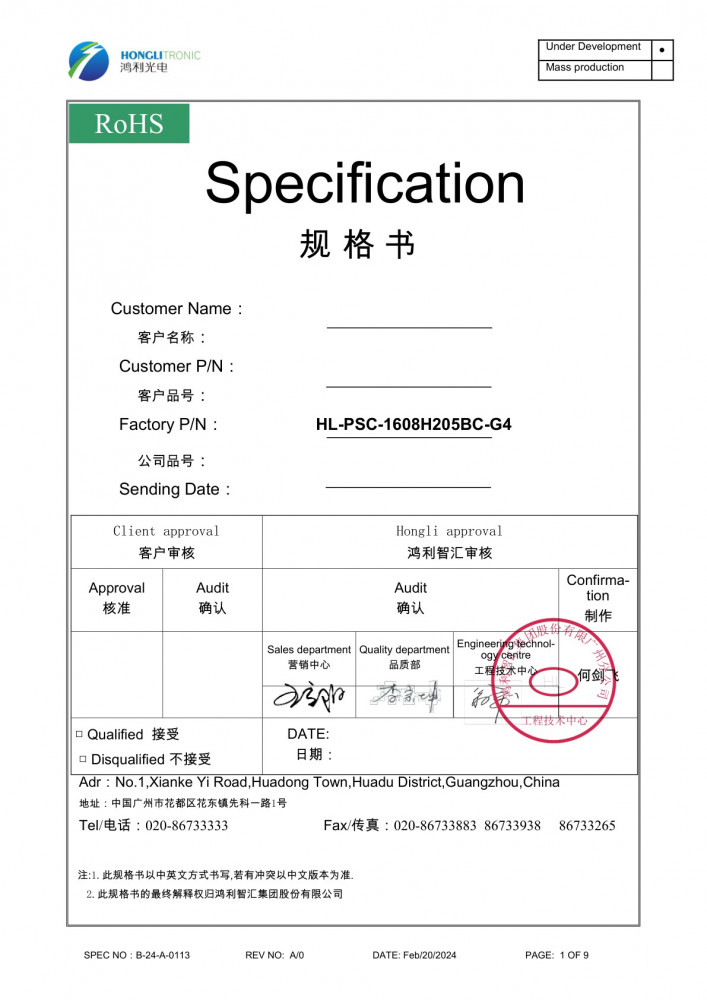 PSC-1608H205BC-G4 datasheet page 1