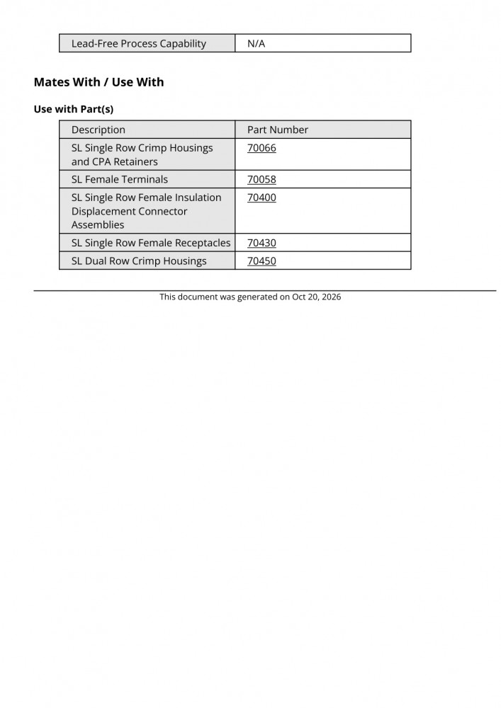 Molex SL connector product specification, page image 3